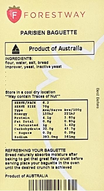 BREAD - PARISIEN BAGUETTE : Forestway Fresh Online Store